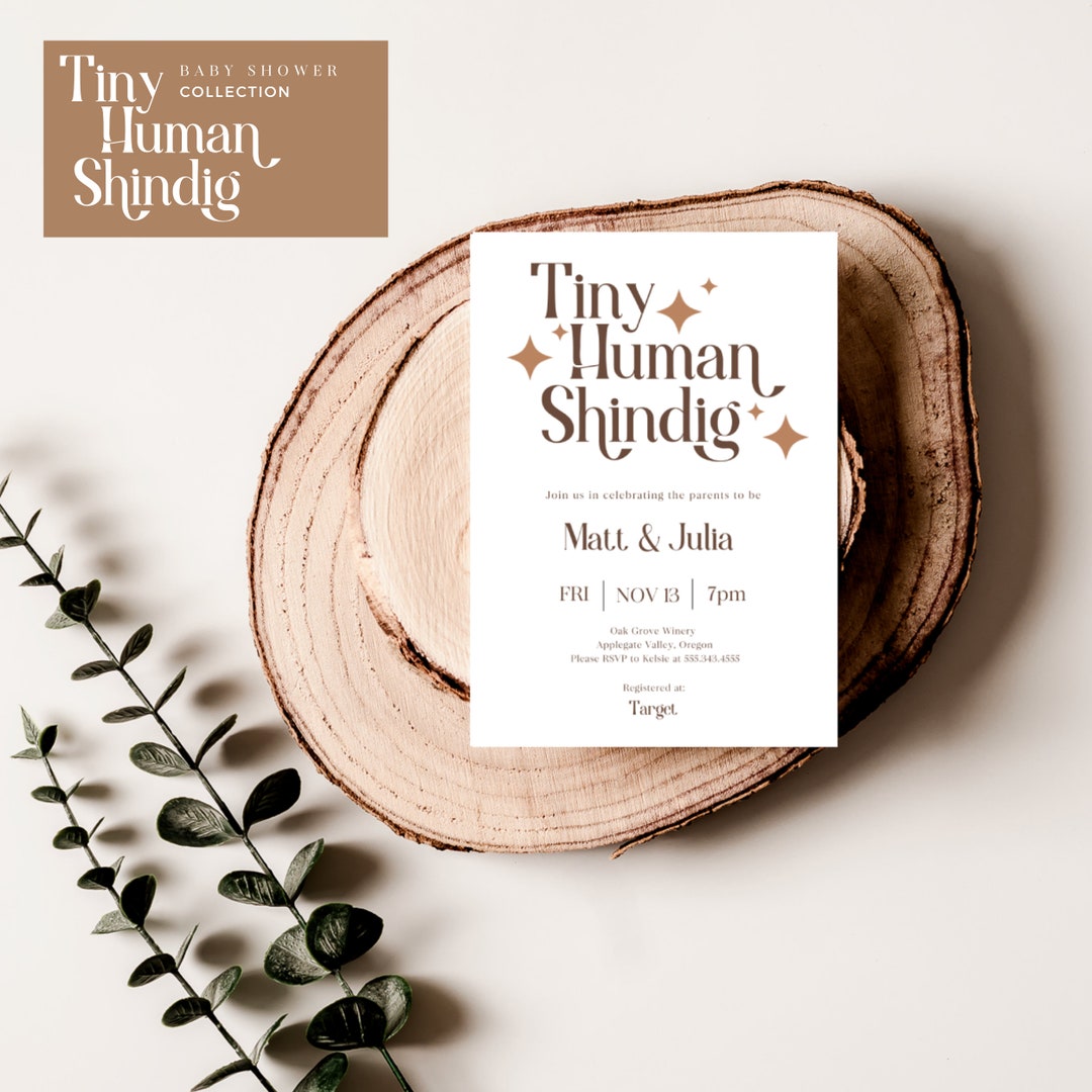 Tiny Human Shindig Baby Shower Invitation | Boho Invitation | Co-ed ...