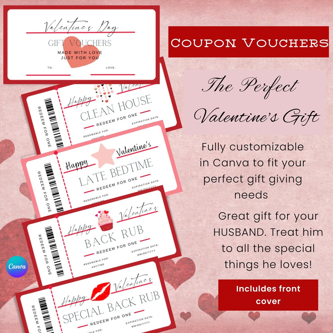 VALENTINE'S DAY Coupon Book for Husband Template Voucher Template ...