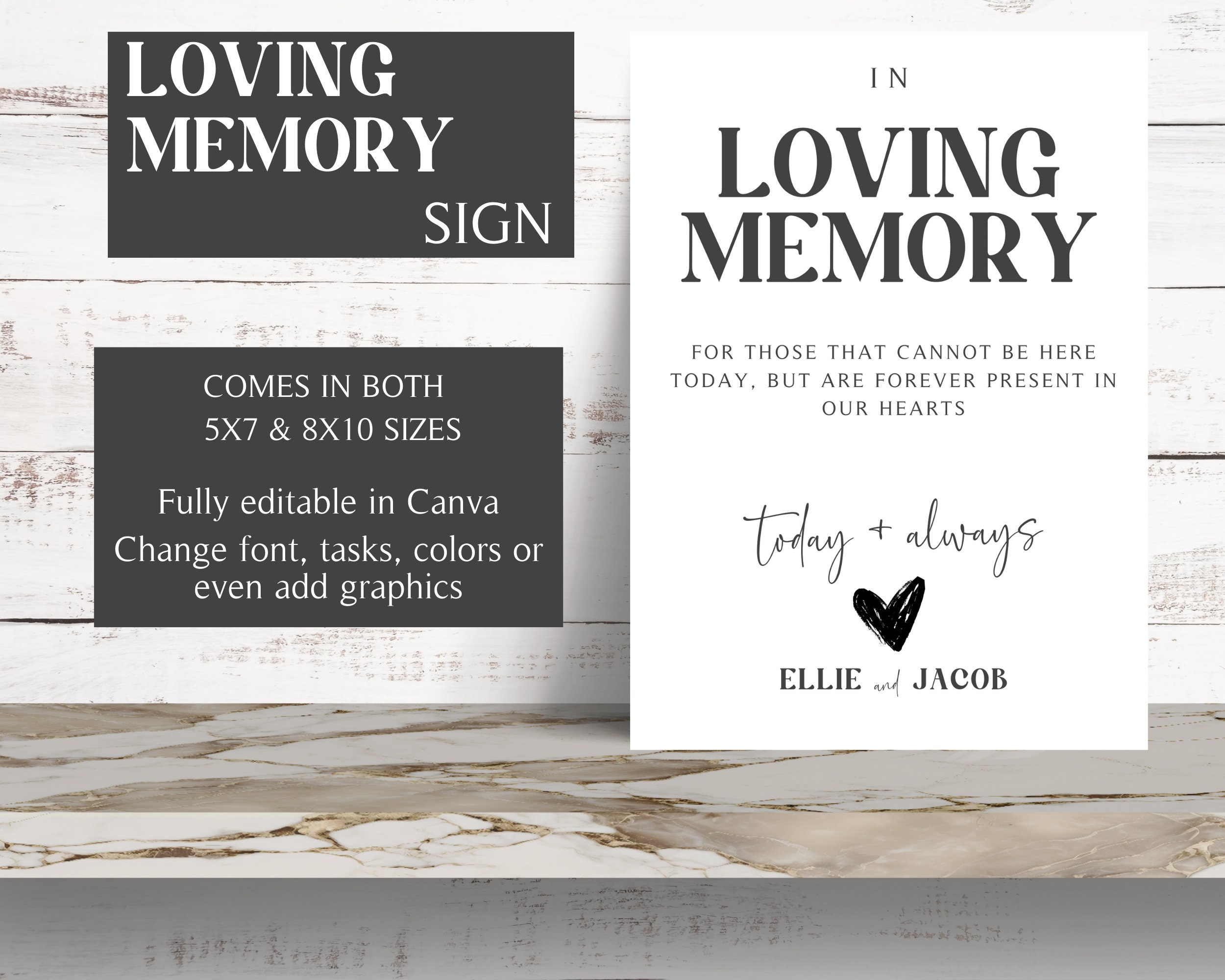 Printable in Loving Memory Wedding Sign, Forever in Our Hearts ...
