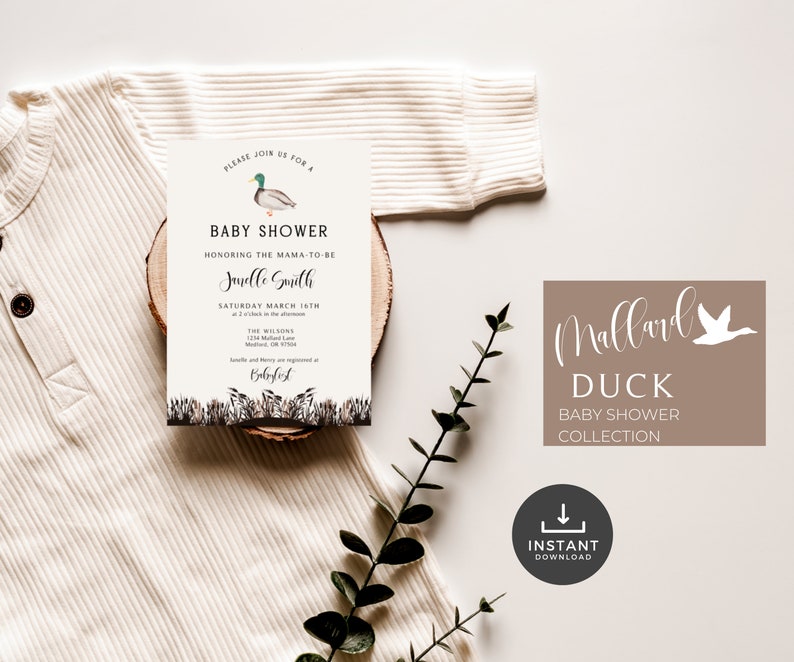 Duck Hunting Baby Shower Invitation, Mallard Duck Baby Shower ...