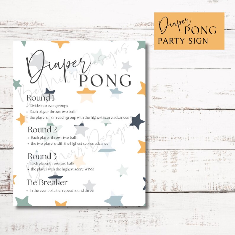 Diaper Pong Baby Shower Game Baby Shower Activity Instant - Etsy