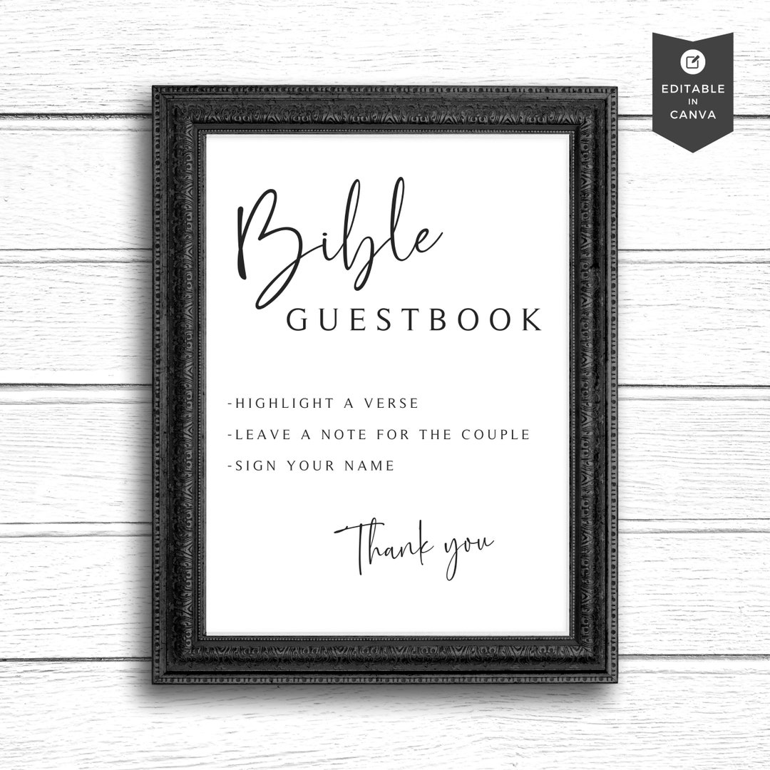 Wedding Bible Guest Book Sign Template (digital Download) - Etsy