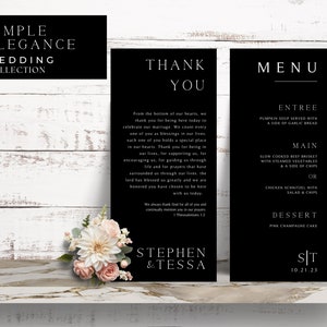 Formal Menu Thank You Note Template, Modern Wedding, Thank You ...