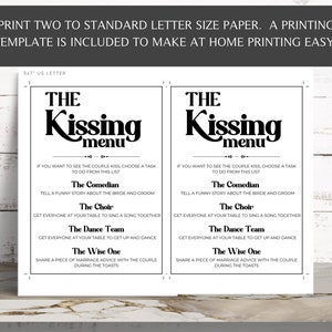 Wedding Kissing Menu | Fully Editable | Edit With Canva | Kissing Menu ...