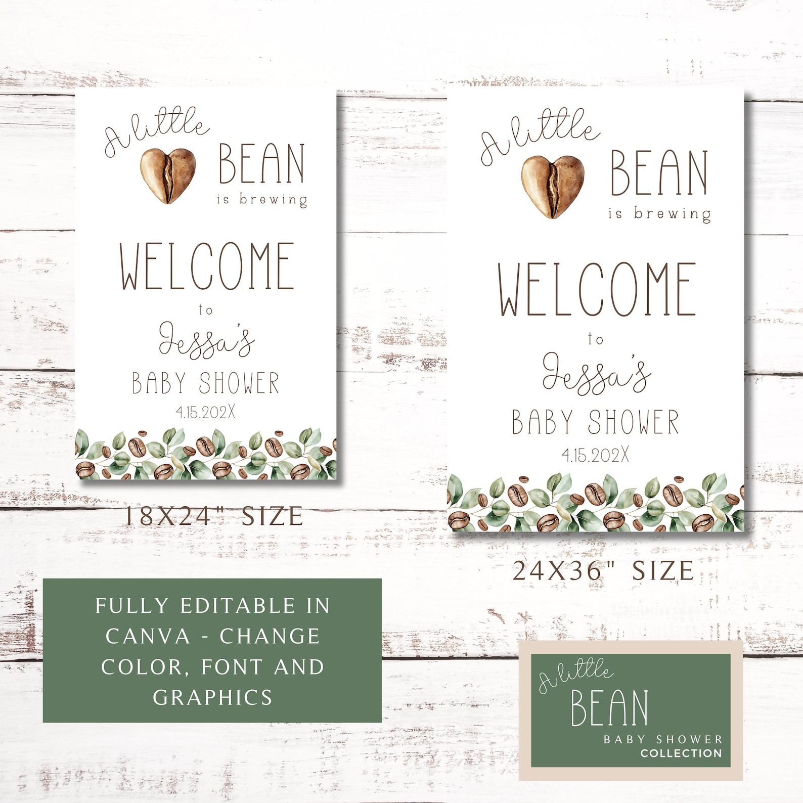Little Bean is Brewing Baby Shower, Little Bean Shower Bundle, Coffee ...