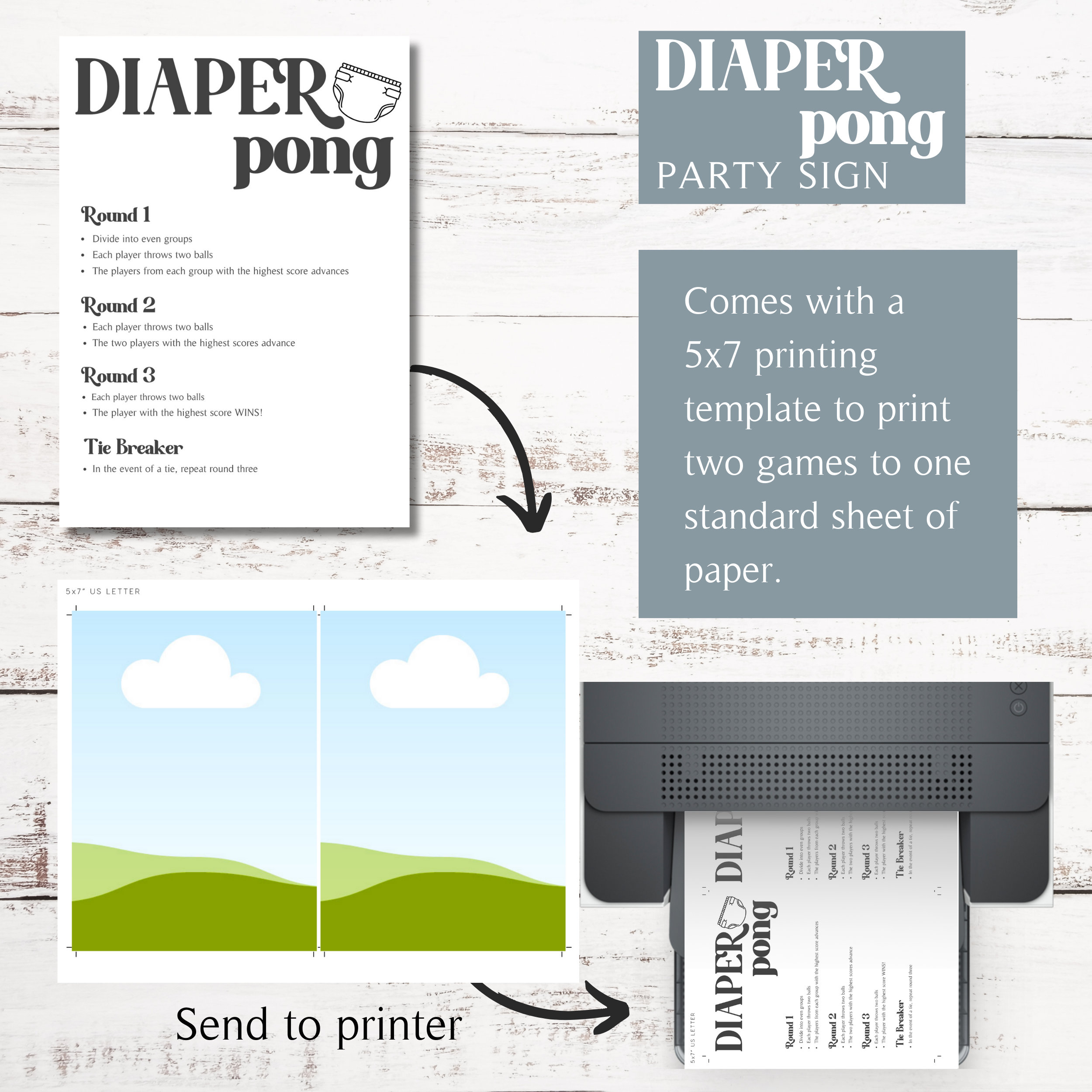 Diaper Pong Baby Shower Game Baby Shower Activity Instant Download ...