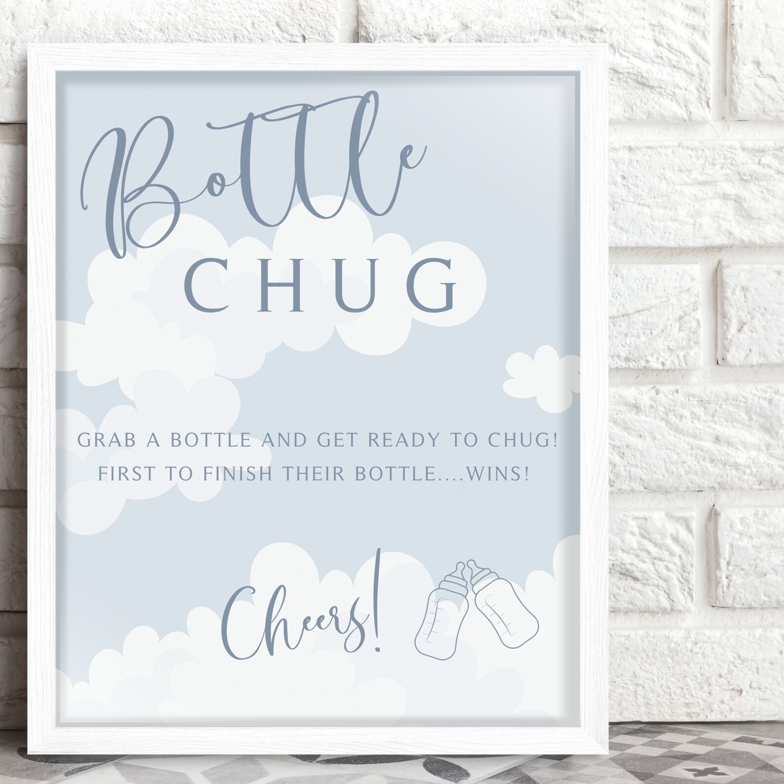 Bottle Chug Shower Sign Cloud Nine, Instant Download, Heaven Sent, Baby ...