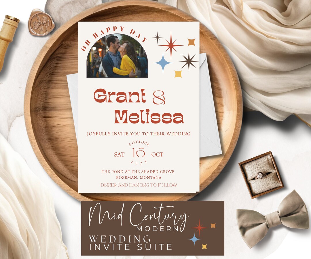 Printable | Mid Century Modern Wedding | Retro Wedding Invitation | Diy ...
