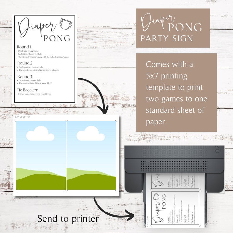 Diaper Pong Baby Shower Game Baby Shower Activity Instant Download ...