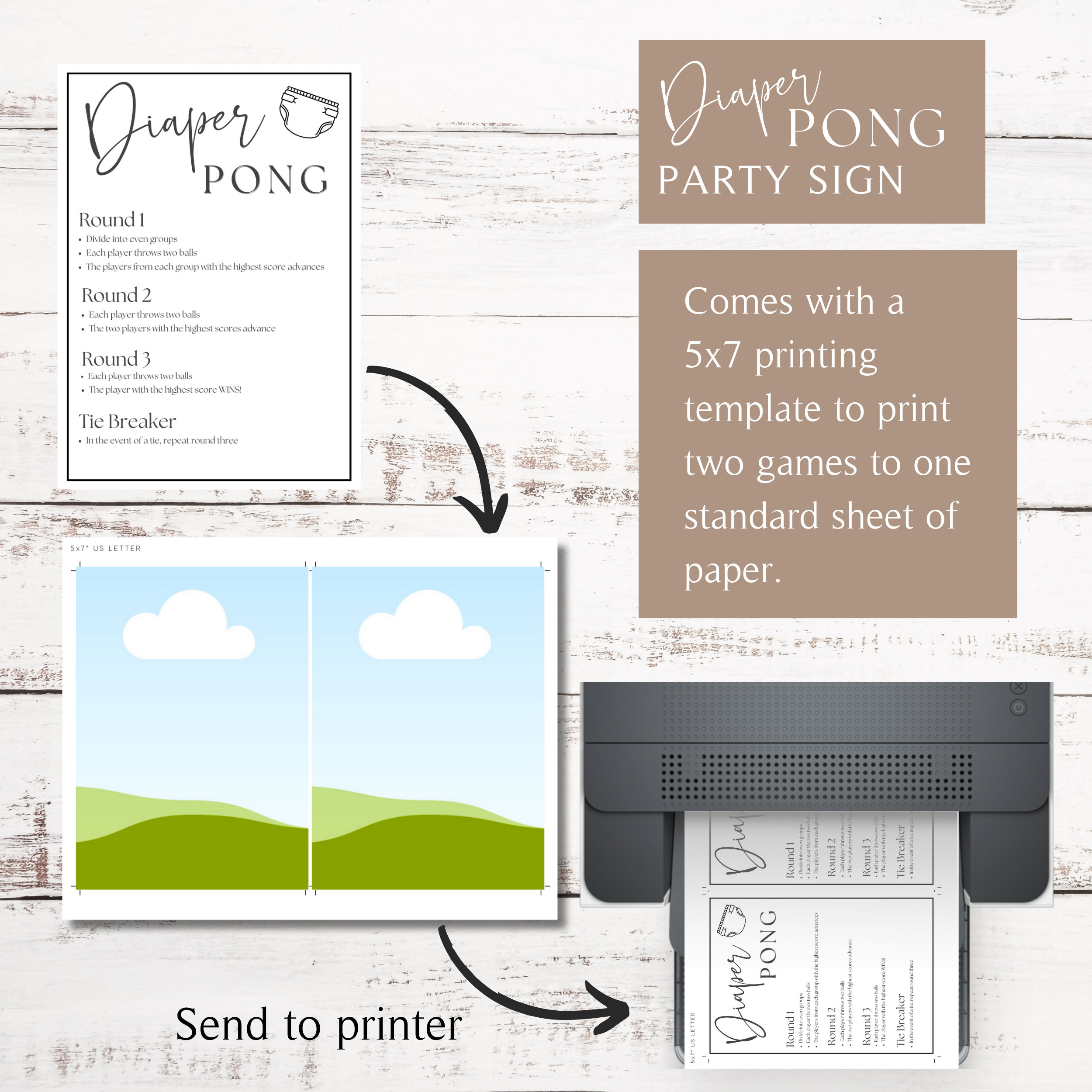 Diaper Pong Baby Shower Game Baby Shower Activity Instant Download ...