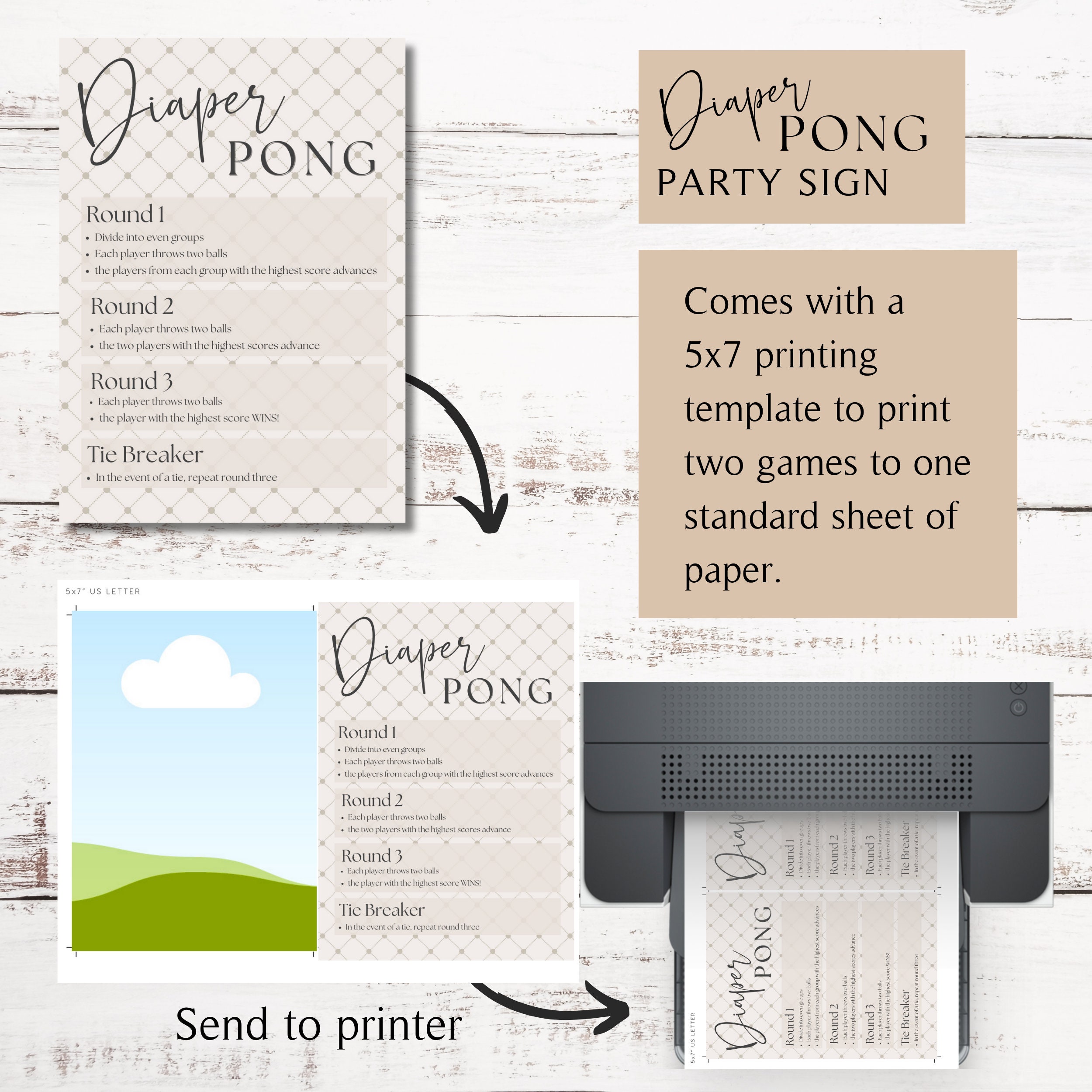 Diaper Pong Baby Shower Game Baby Shower Activity Instant Download ...