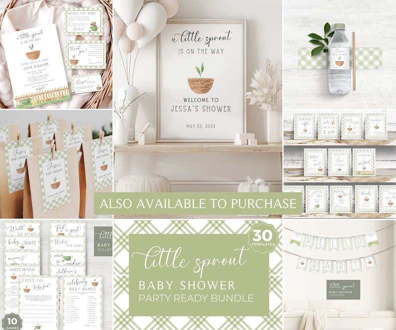 Little Sprout Shower Banner Template, Garden Baby Shower Bunting ...