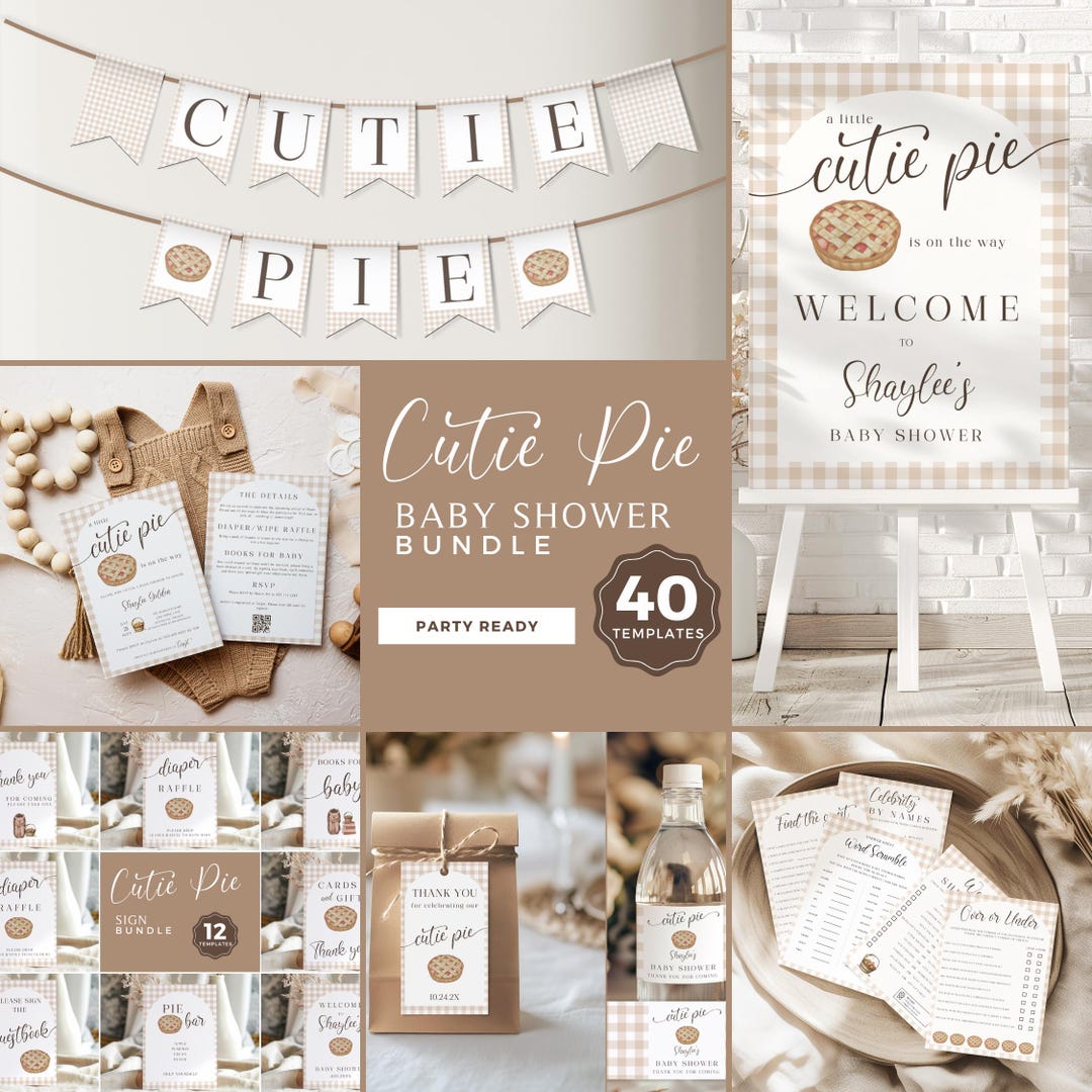 Cutie Pie Baby Shower Bundle, Sweet as Pie, Shower Games, Printable ...
