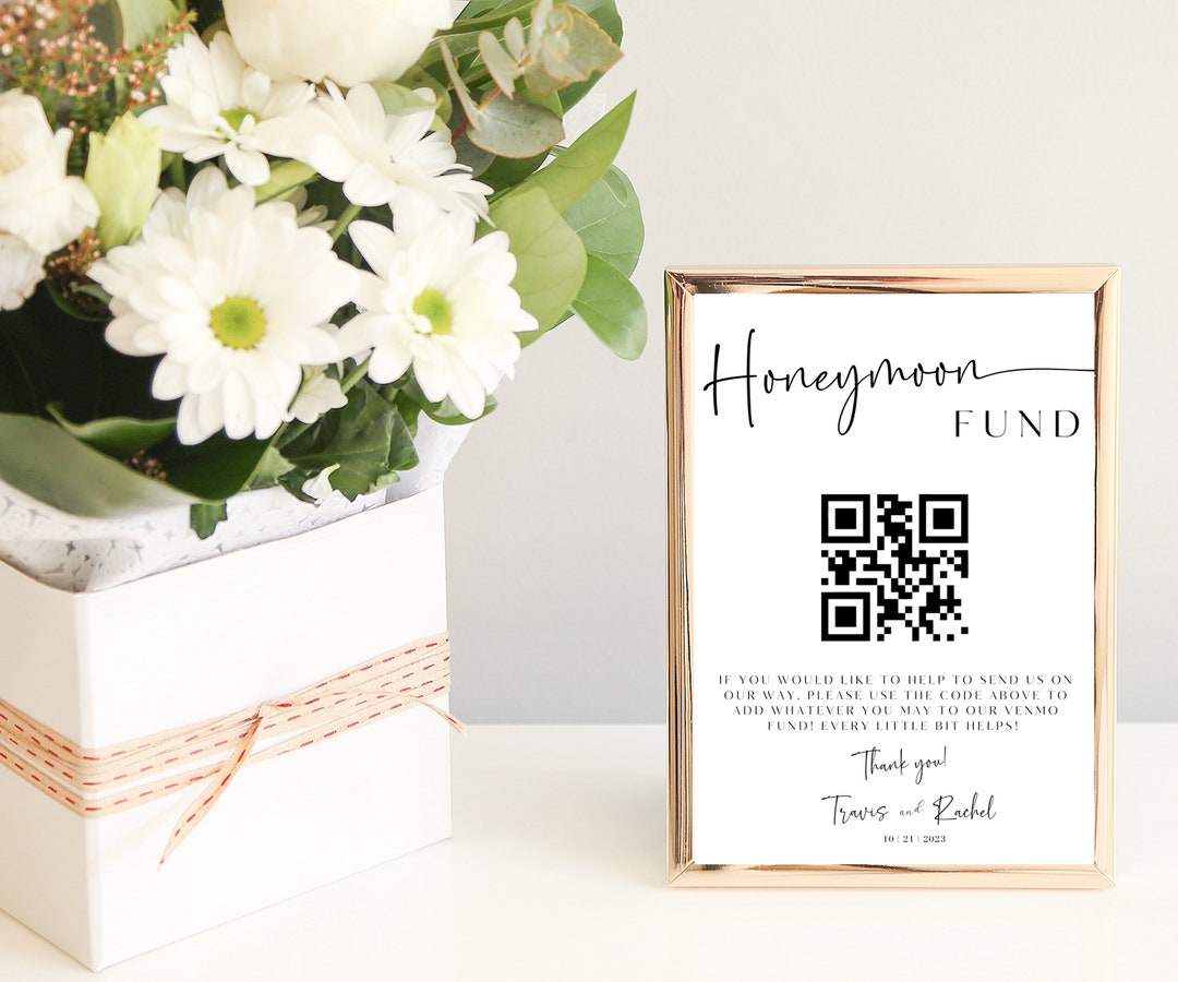 Venmo Wedding Sign, Honeymoon Fund Sign, Wedding QR Code Sign, Wedding ...