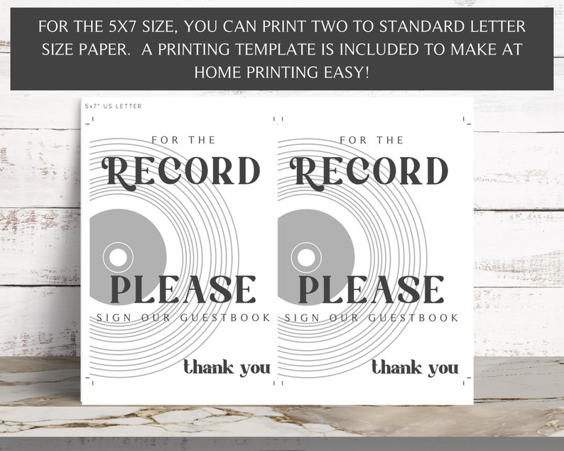 Record Wedding Guestbook Sign, for the Record Guestbook, Please Sign ...