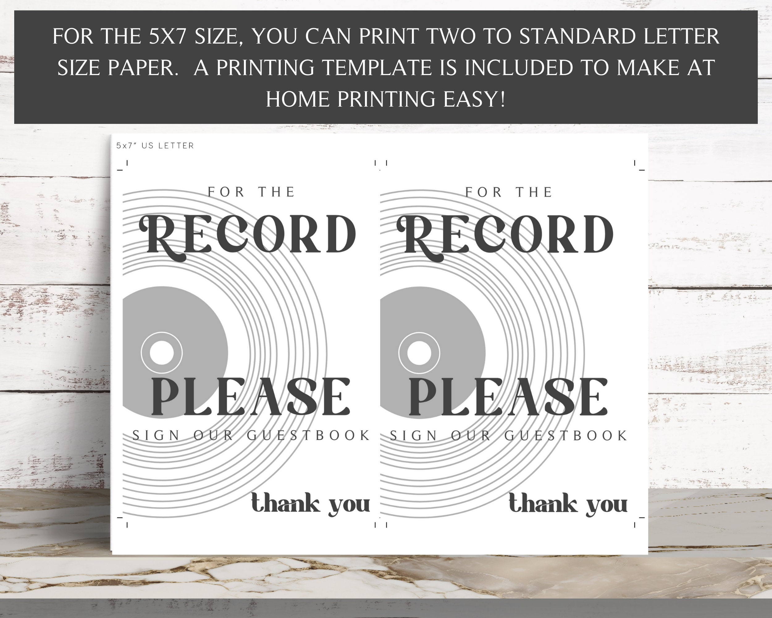 Record Wedding Guestbook Sign, for the Record Guestbook, Please Sign ...
