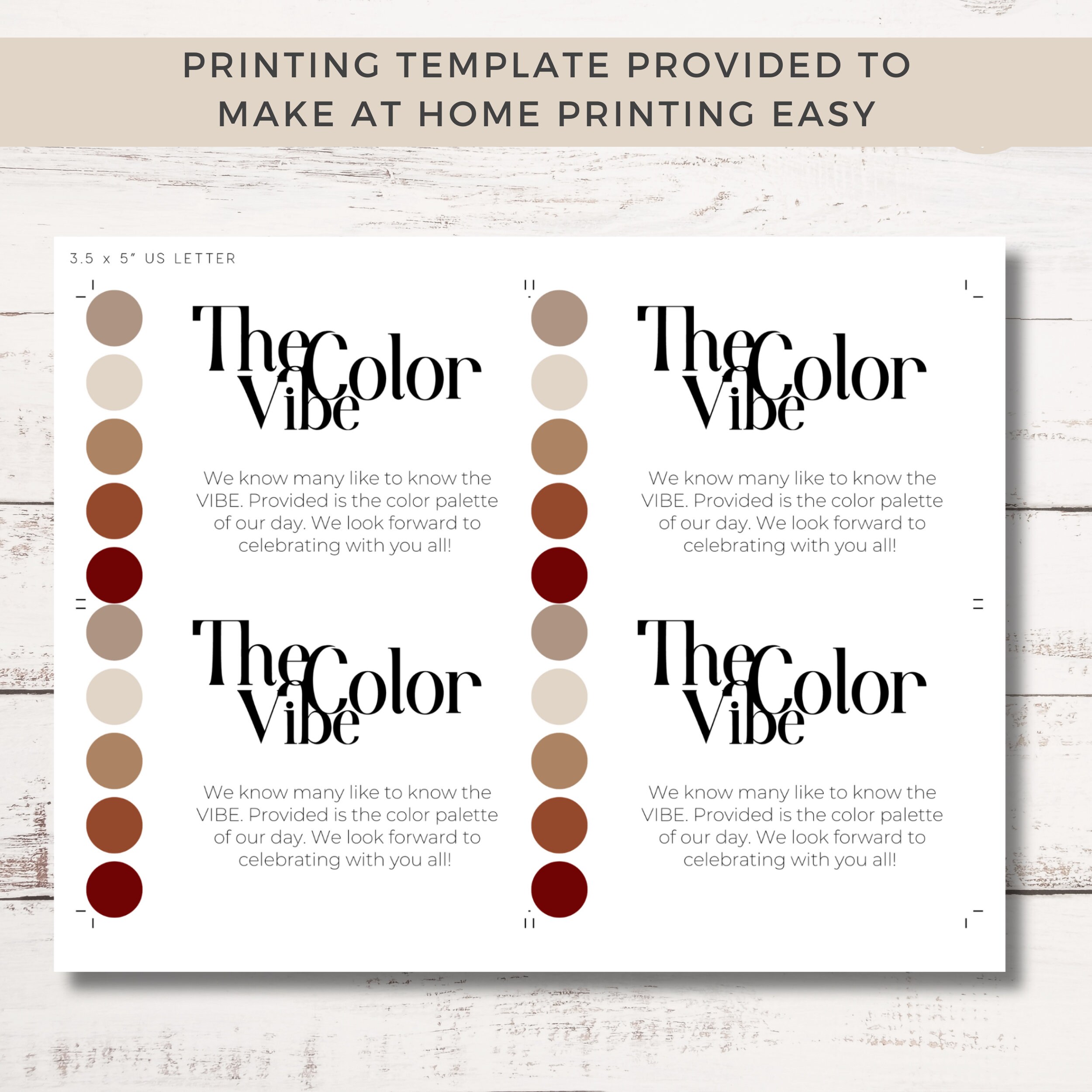 Wedding Attire Dress Code RETRO Editable Wedding Color Palette Card ...