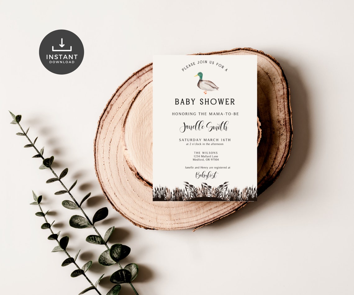 Duck Hunting Baby Shower Invitation, Mallard Duck Baby Shower ...