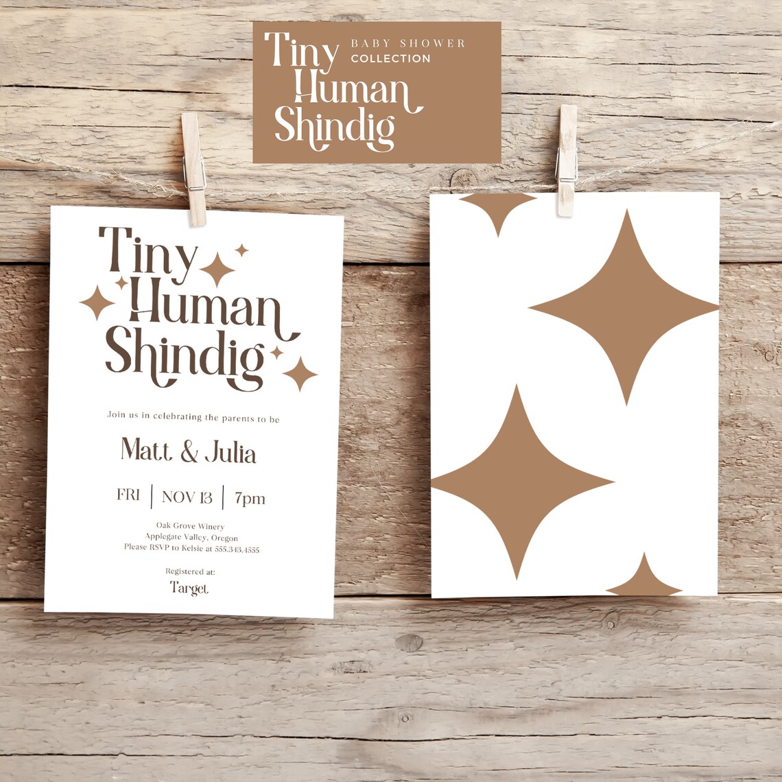 Tiny Human Shindig Baby Shower Invitation: Retro Canva Template ...