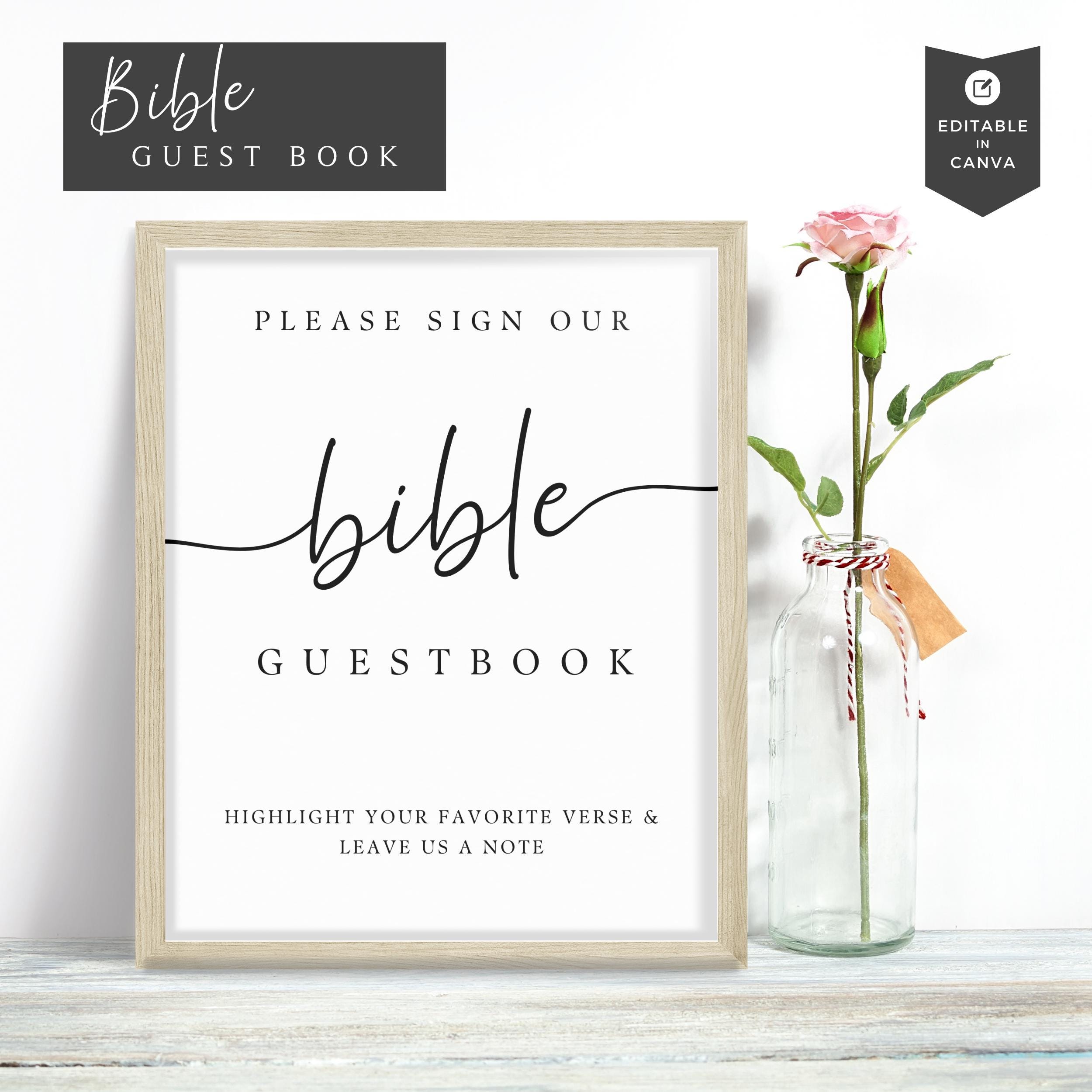 Wedding Bible Guest Book Sign Template, Please Highlight Your Favorite ...