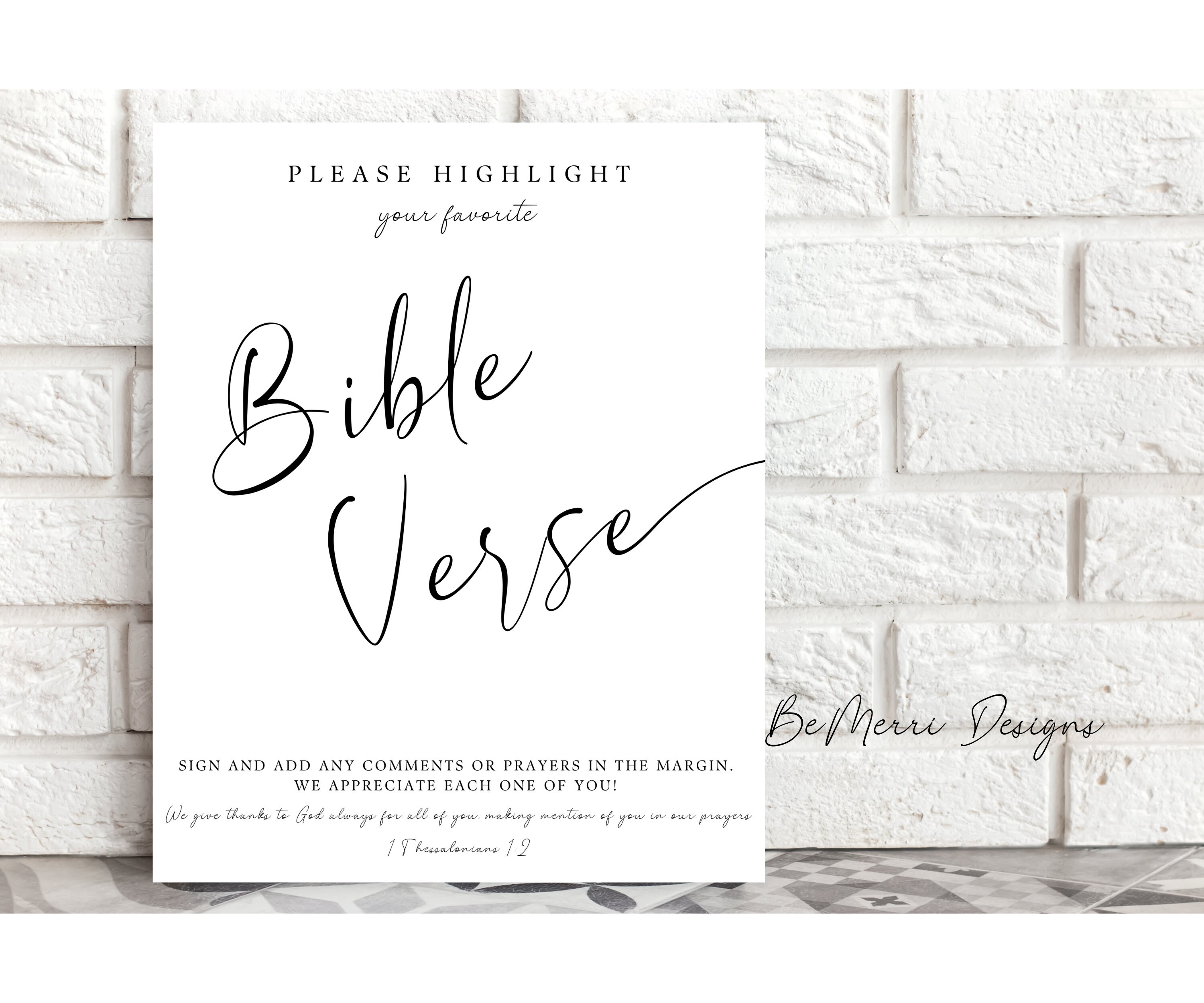 Wedding Bible Guest Book Sign Template, Please Highlight Your Favorite ...