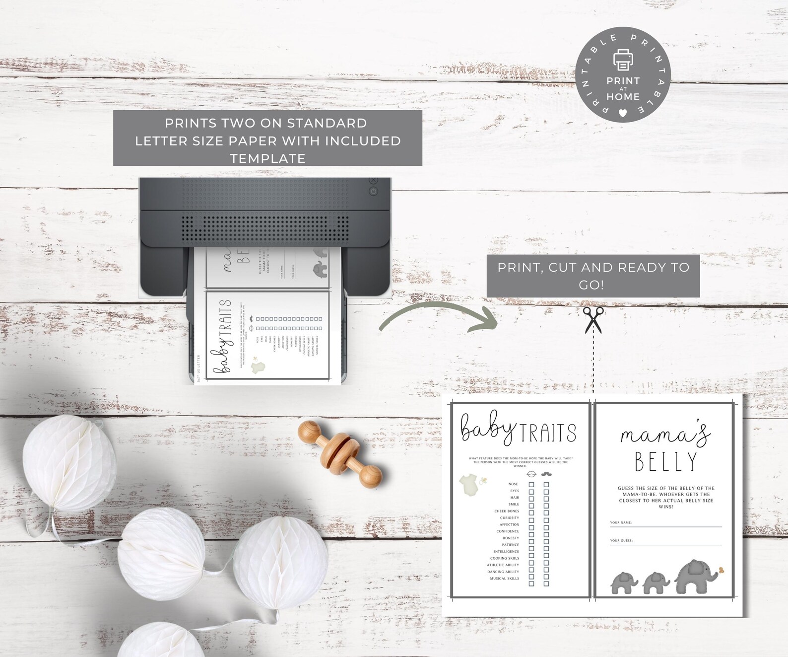 Elephant Baby Shower Games: Peanut Theme, Printable, Editable Canva ...