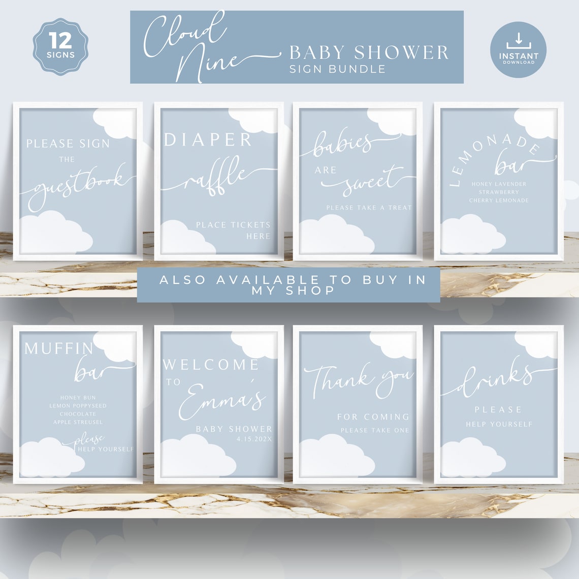 On Cloud Nine Baby Shower Sign, Welcome Baby Shower, Cloud Shower ...