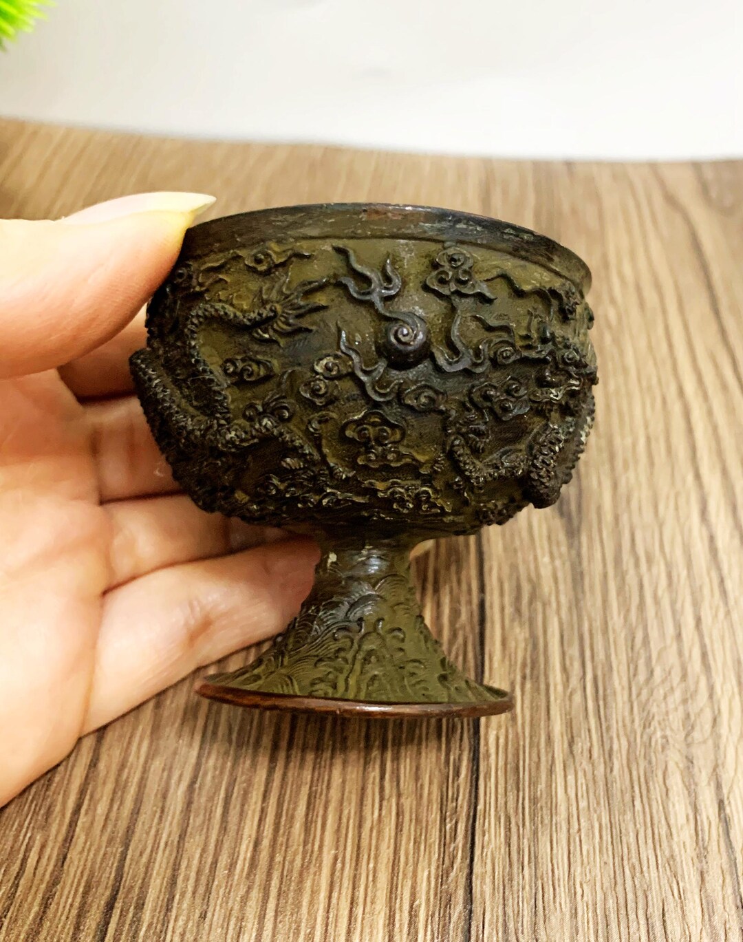 Vintage Bronze Carved Dragon Butter Lamp Statue, Feng Shui Statue - Etsy