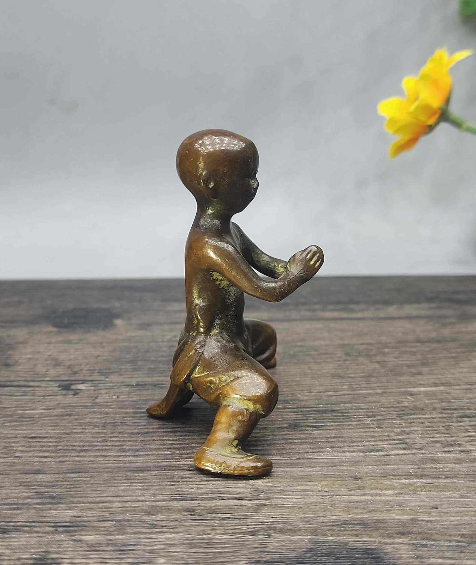 Vintage Bronze Carved Kung Fu Statue. Home Decoration & Feng Shui ...