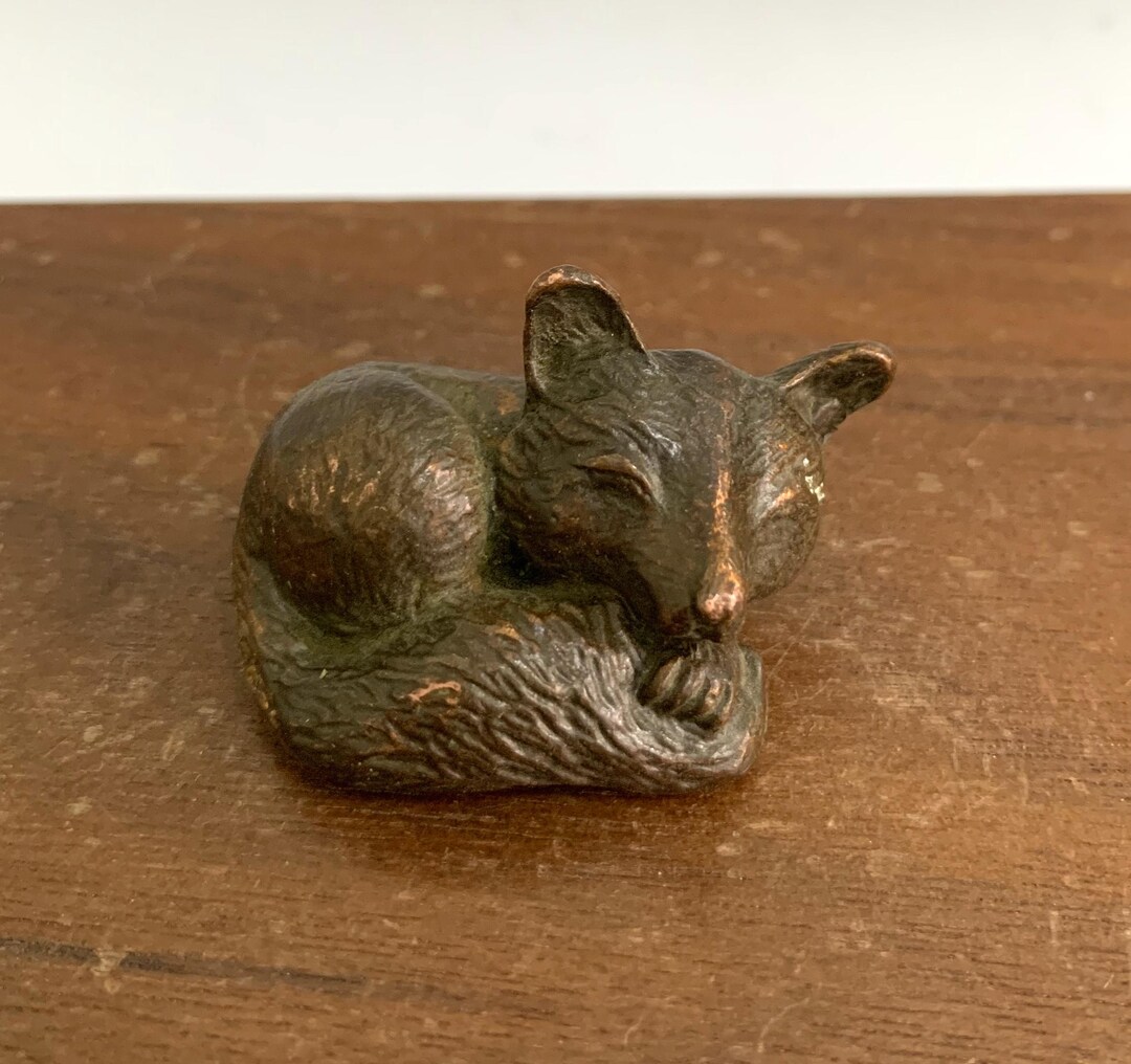 Vintage Bronze Carved Fox Statue. Home Decoration & Feng Shui Statue - Etsy