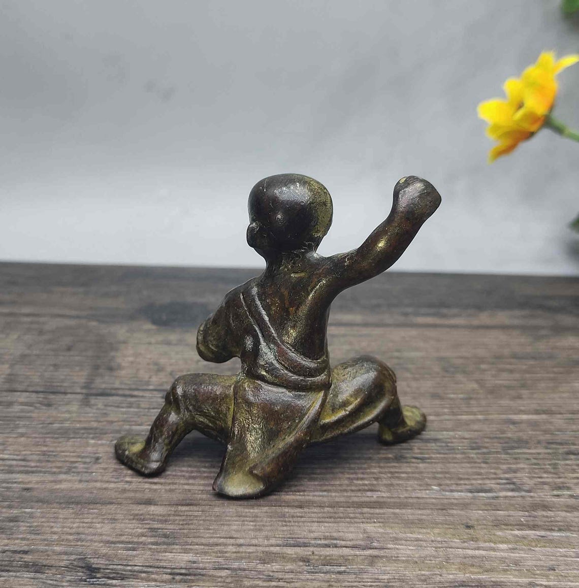 Vintage Bronze Carved Kung Fu Statue. Home Decoration & Feng Shui ...
