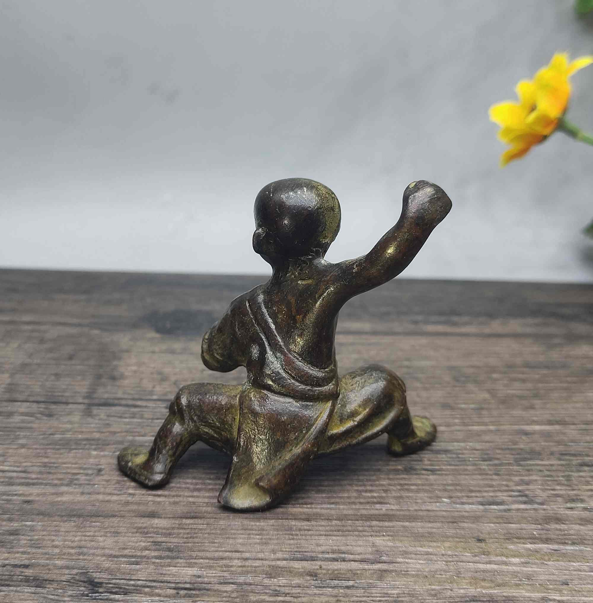 Vintage Bronze Carved Kung Fu Statue. Home Decoration & Feng Shui ...