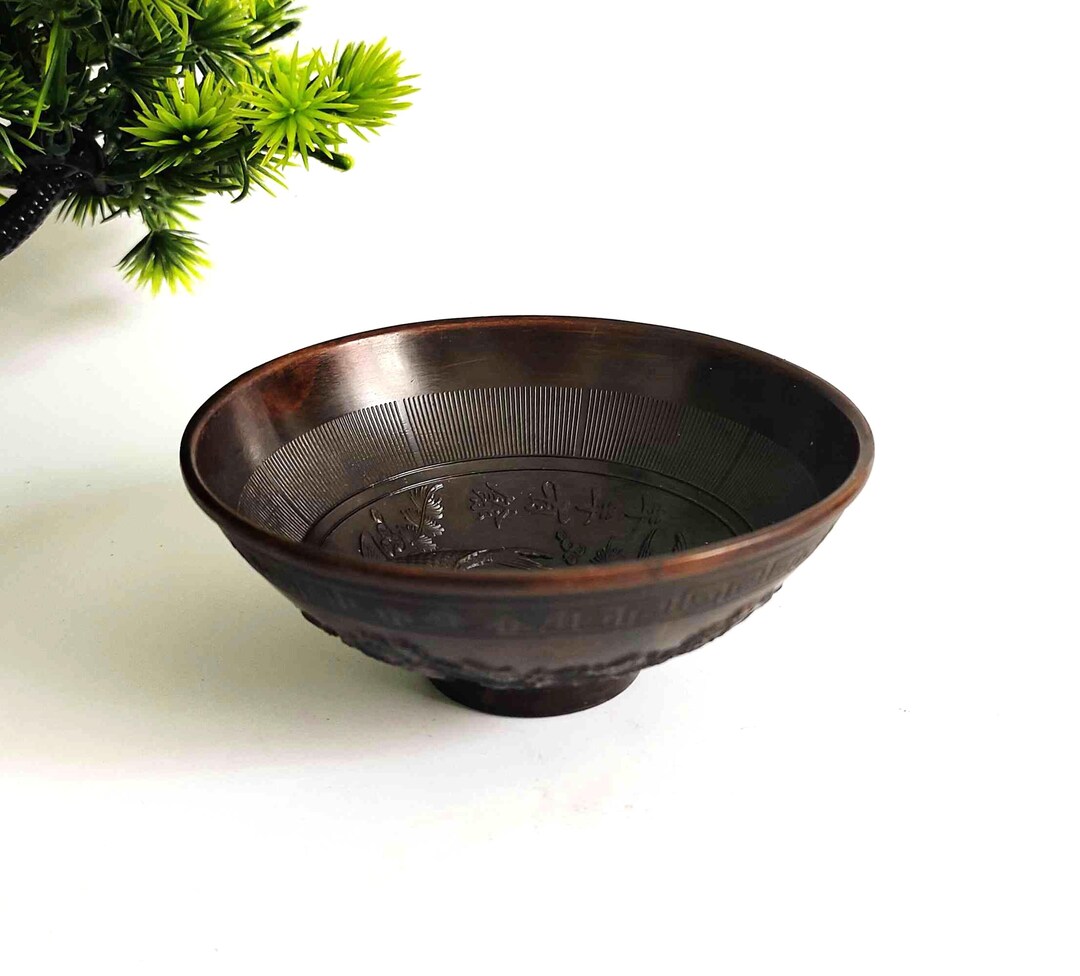 Vintage Bronze Hand-carved Fish Bowl Statue: Home Decor (98x45 Mm) - Etsy