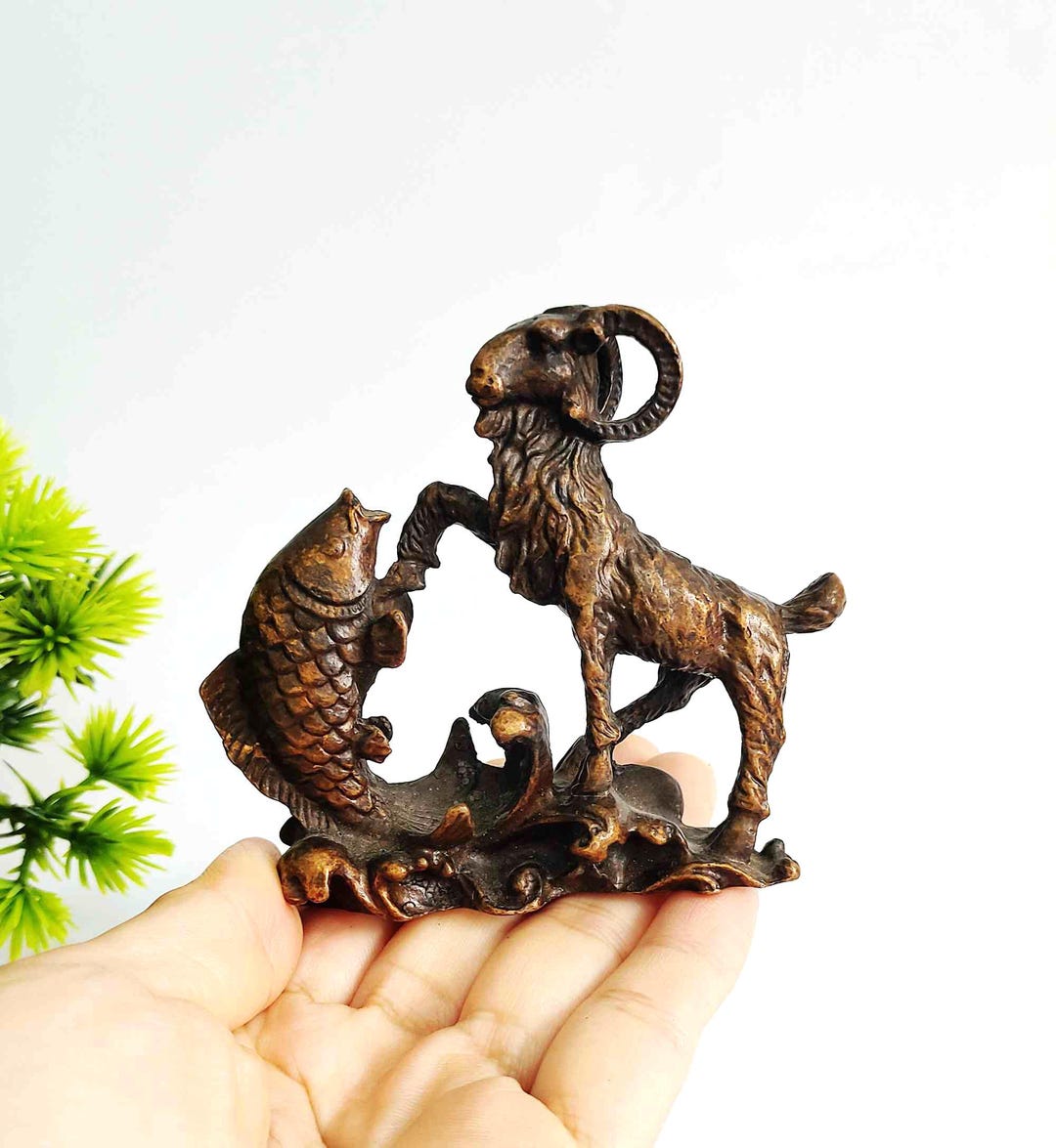 Vintage Bronze Sheep Fish Statue: Carved Feng Shui Decor - Etsy