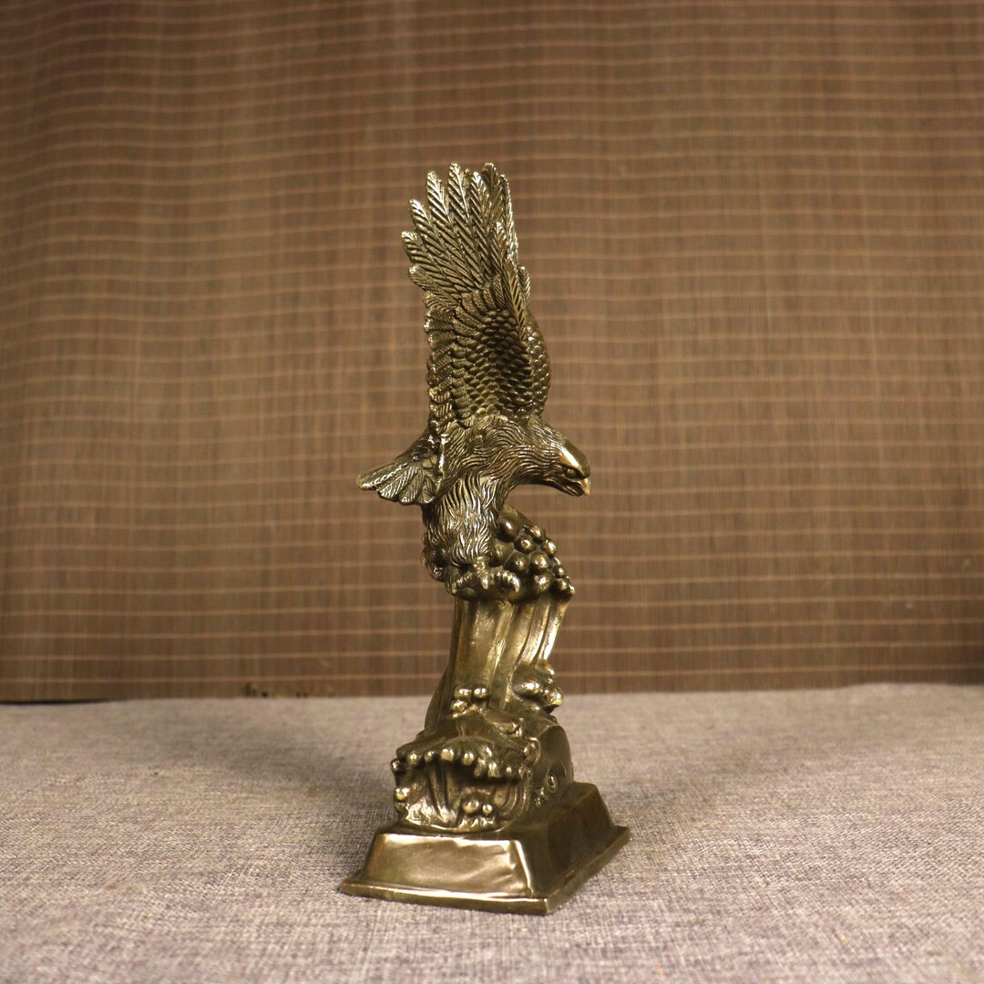Exquisite Brass Carved Eagle Statue. Home Decoration & Feng Shui Statue ...