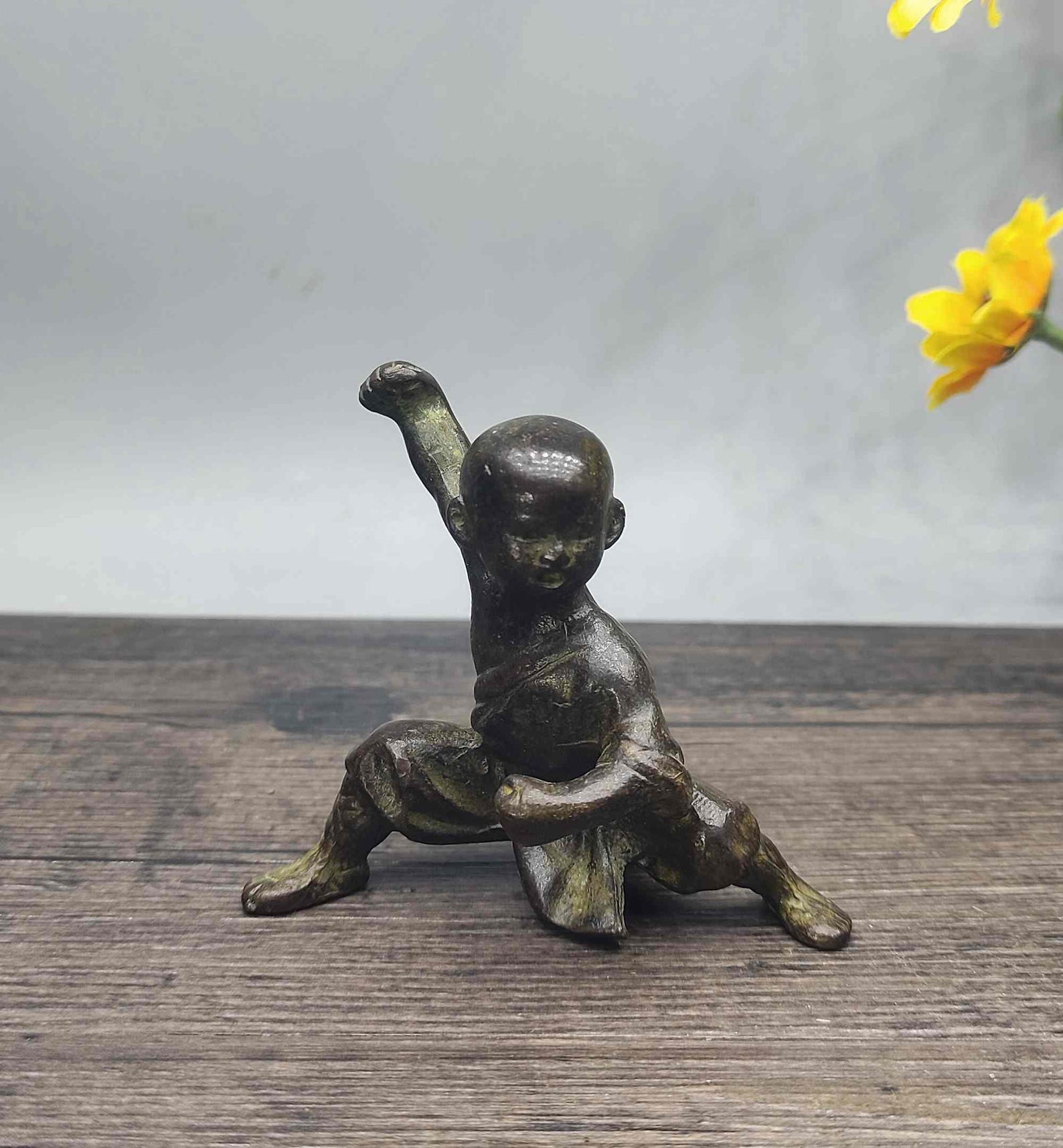 Vintage Bronze Carved Kung Fu Statue. Home Decoration & Feng Shui ...