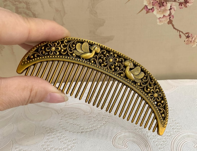 Vintage Brass Carved Phoenix Comb - Etsy