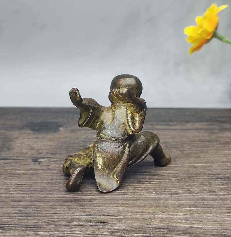 Vintage Bronze Carved Kung Fu Statue. Home Decoration & Feng Shui ...