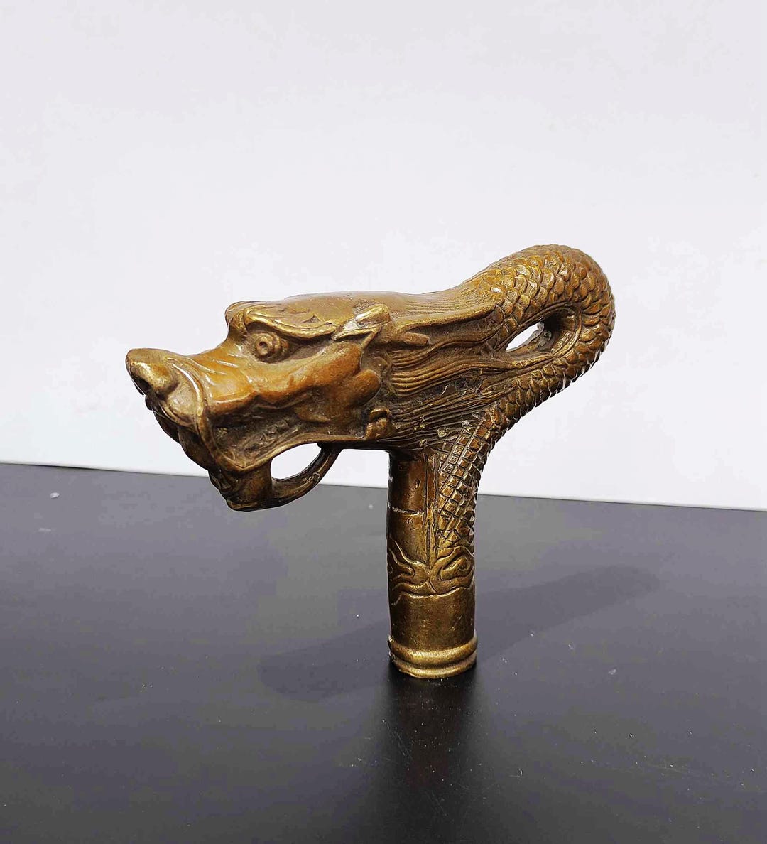 A Handcrafted Brass Dragon-head Cane Topper, Designed as a Thoughtful ...