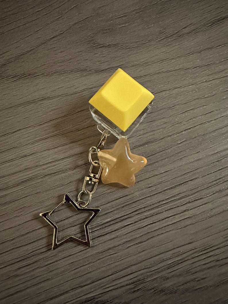 Clicky Keyboard Key Keychain With Resin Glow-in-the-dark Star | Fidget ...