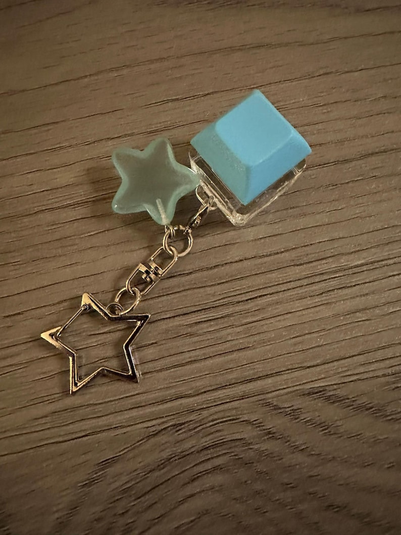 Clicky Keyboard Key Keychain With Resin Glow-in-the-dark Star | Fidget ...