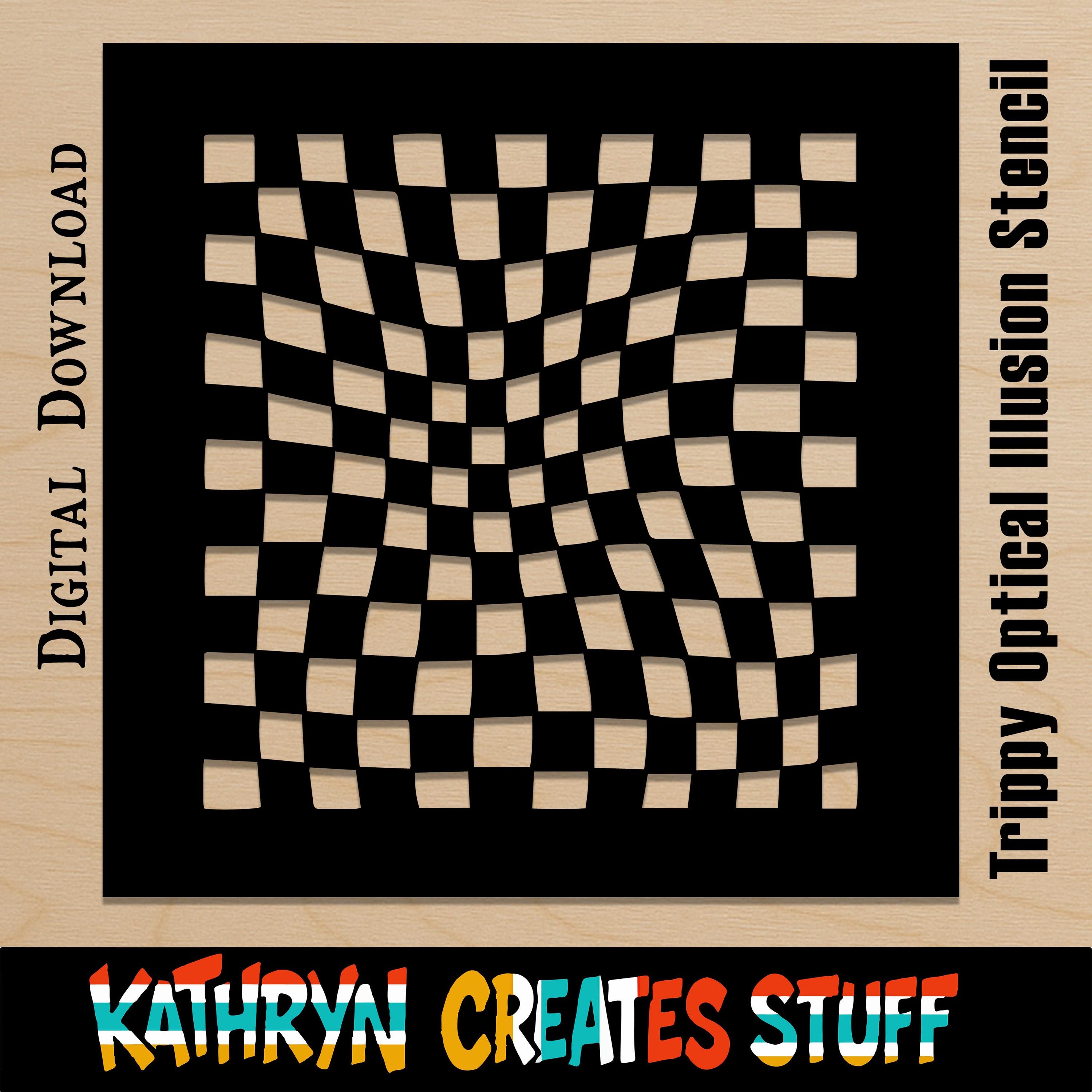 Trippy Warped Optical Illusion Stencil Checkerboard SVG PNG JPG for ...