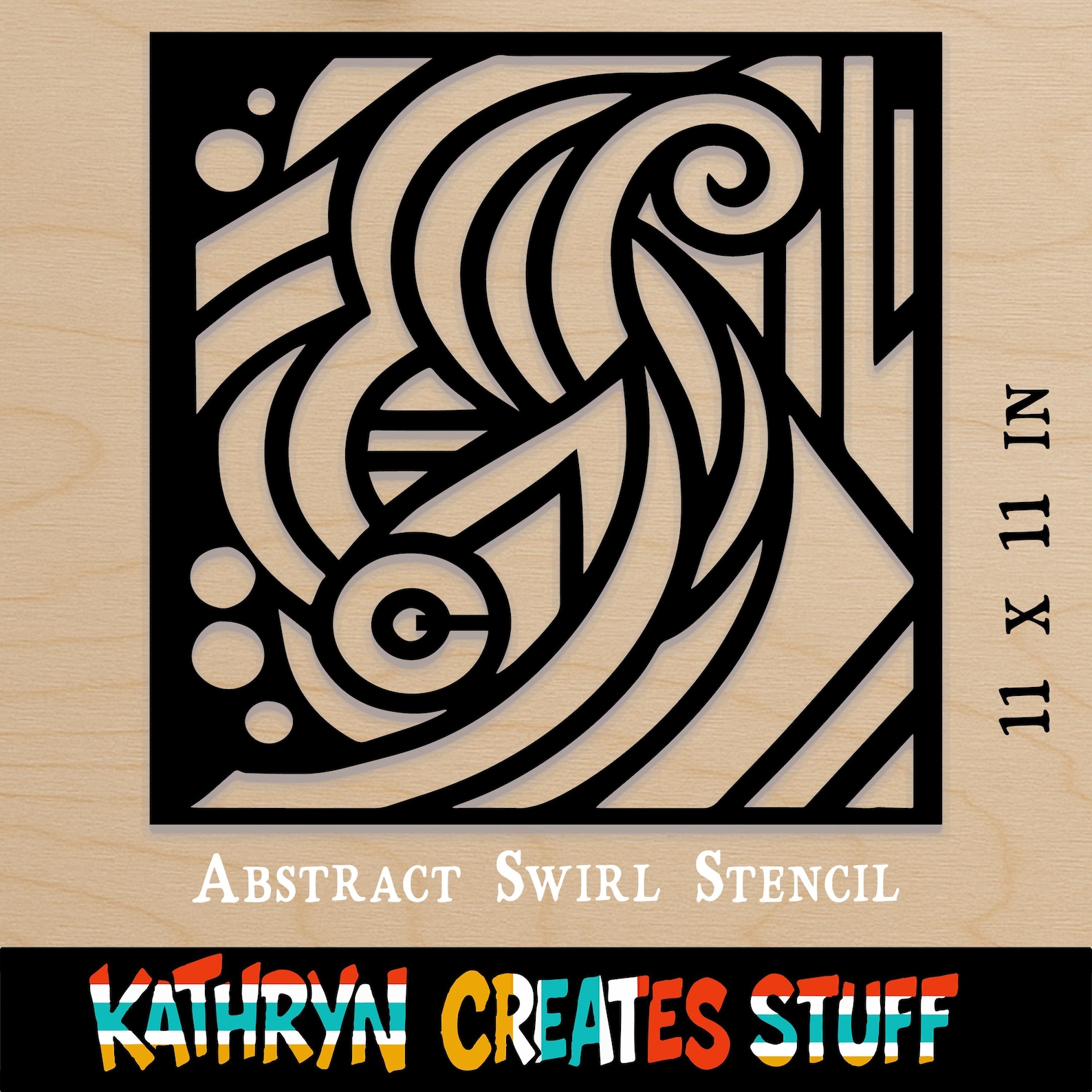 Abstract Swirl Stencil – Bold Line Art SVG Png JPG for Mixed Media ...