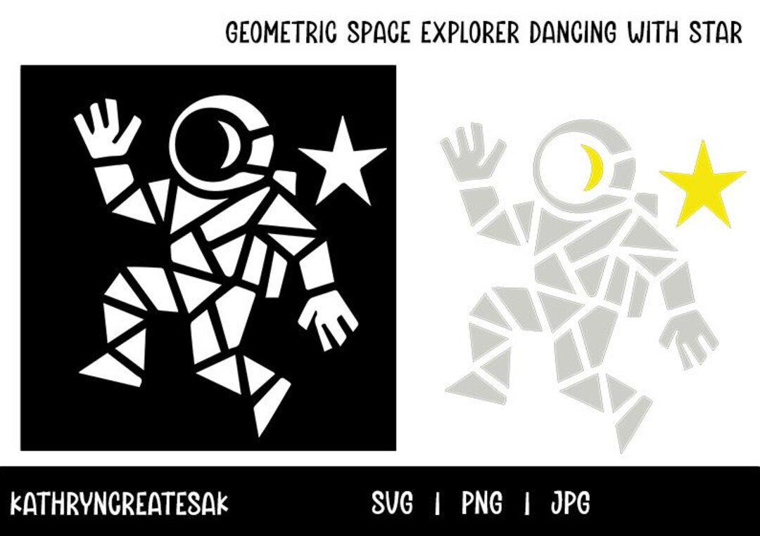 Astronaut Stencil Geometric Space Explorer Dancing With Star Digital ...