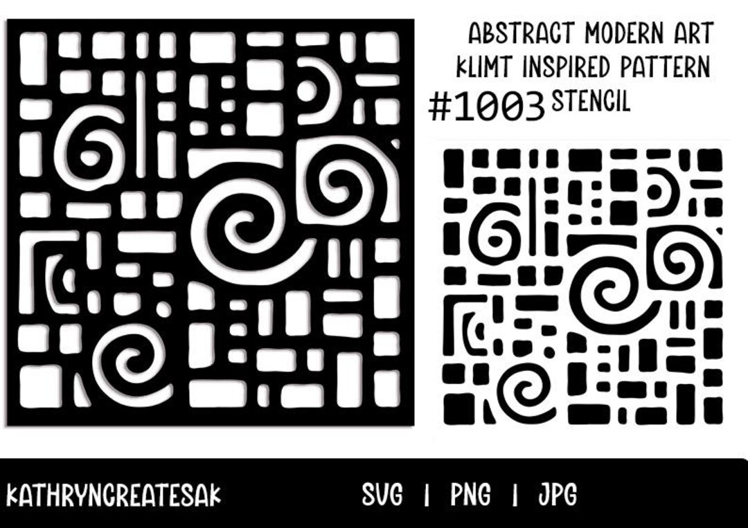 Klimt-inspired Abstract Art Stencil – Gelli Printing, Cricut (digital ...