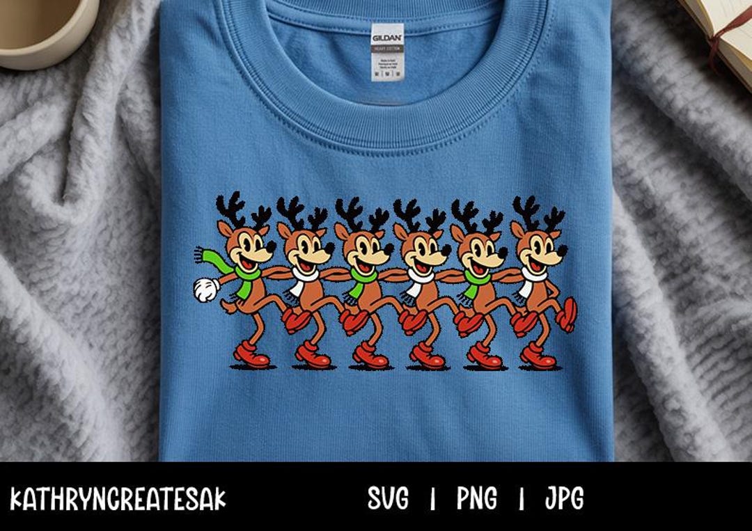 Retro Reindeer Kickline SVG Png Jpg | Vintage Christmas Cartoon ...