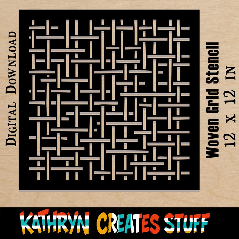 Woven Grid SVG | Modern Geometric Stencil Pattern PNG JPG | 12x12 ...