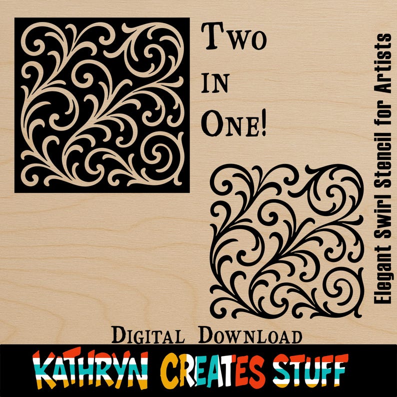 Elegant Swirl Stencil: Digital SVG PNG JPG, Cricut Ready (10x10 In) - Etsy
