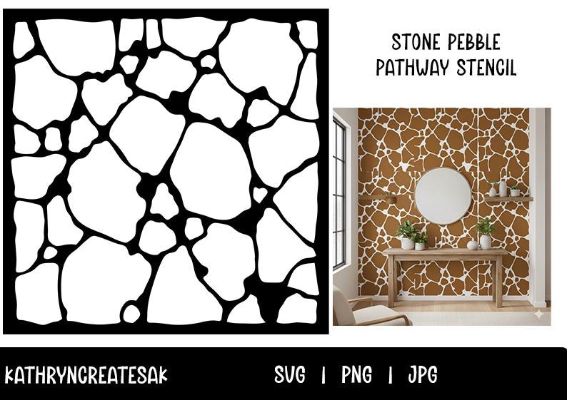 Stone Pathway Stencil SVG, Pebble Texture Pattern PNG, Gelli Plate ...