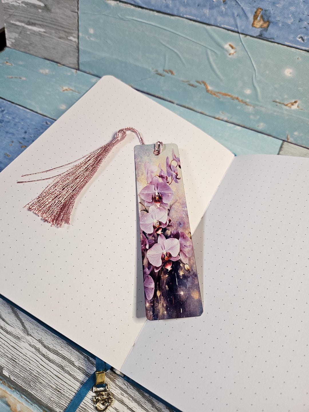 Orchid Bloom Metal Bookmark | Dual-sided Floral Bookmark With Tassel ...